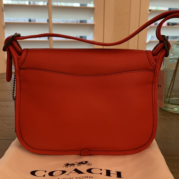Coach | Bags | Nwt Coach Glove Tanned Leather Saddle Bag In Dark Coral ...